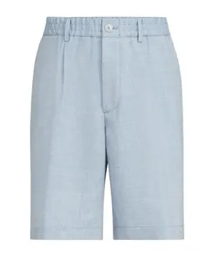 Brunello Cucinelli Linen And Virgin Wool Chevron Bermuda Shorts - Blue