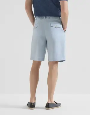 Brunello Cucinelli Linen And Virgin Wool Chevron Bermuda Shorts