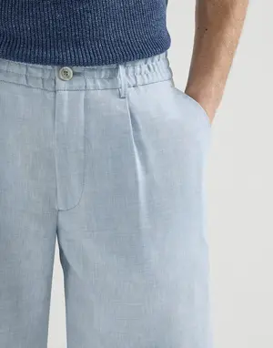 Brunello Cucinelli Linen And Virgin Wool Chevron Bermuda Shorts