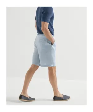 Brunello Cucinelli Linen And Virgin Wool Chevron Bermuda Shorts