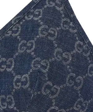 Gucci Gg Denim Jacquard Triangle Bikini Top With Neck Tie - Blue