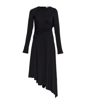 Victoria Beckham Gathered Asymmetric Midi Dress - Black