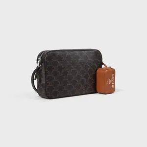 Celine Triomphe Canvas And Lambskin Messenger Bag