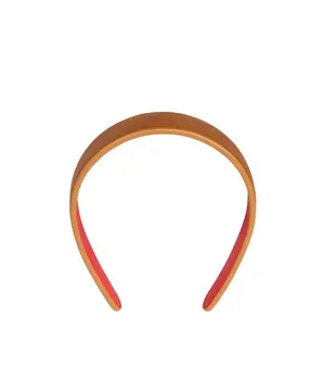 Celine Bicolor Headband In Lambskin - Tan/red