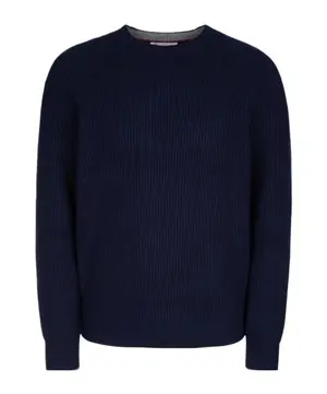 Brunello Cucinelli Ribbed Crewneck Knitted Sweater - Black