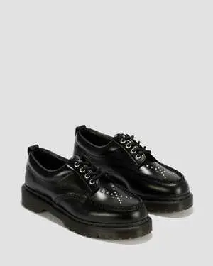 Dr. Martens Lowell Stud Aniline Leather Moccasin Toe Lace-up Shoes