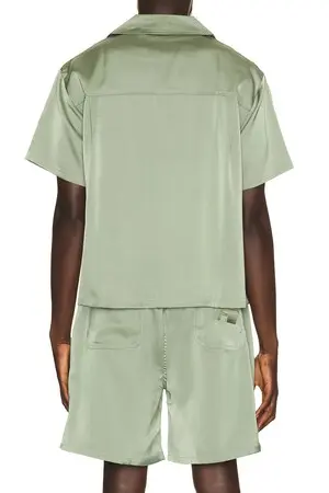 HONOR THE GIFT Satin Chest Logo Camp Collar Shirt