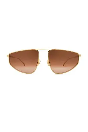 Bottega Veneta Light Ribbon Pilot Sunglasses - Gold
