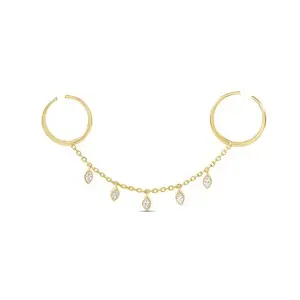 SHYMI Two Finger Bezel Set Adjustable Ring Marquise - Gold