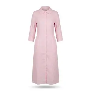 THE TUNIC SHOP Long Sleeve Linen Maxi Dress- Soft - Pink