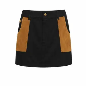 LUROQ LONDON Black / Brown Panel Mini Skirt - Black/brown