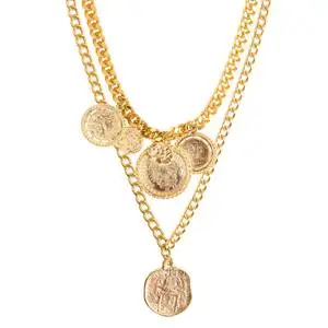 CARAMEL VINTAGE JEWELLERY Tone Layered Coin Charm Necklace - Gold