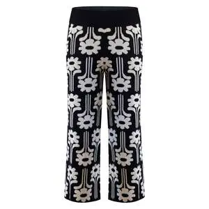 KNOWN SUPPLY Bruno Sweater Pant Flower Motif - Black