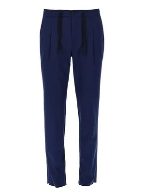 Brian Dales Pantalone In Misto Lana Con Coulisse - Blue