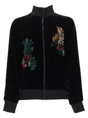 P.a.r.o.s.h Sequin Embellished Velour Jacket - Black
