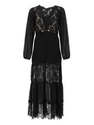 NJ COUTURE Abito Con Dettagli In Pizzo - Black