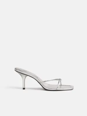 REFORMATION Cooper Heeled Sandal Leather - Silver