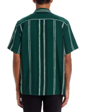 SOLID Linen Short Sleeve Button Up Shirt - Cilantro