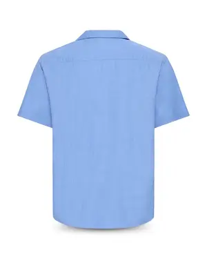 SOLID Linen Short Sleeve Button Up Shirt Exclusive - Blue Bonnet