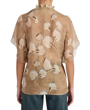 Santorelli Guita Flutter Sleeve Blouse In Floral Voile