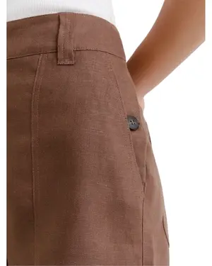 REISS Ashby High Rise Linen Shorts - Chocolate