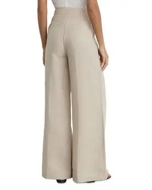 REISS Kit Linen Wide Leg Trousers