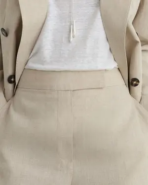 REISS Kit Linen Wide Leg Trousers