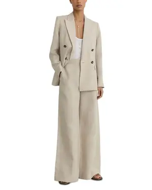 REISS Kit Linen Wide Leg Trousers