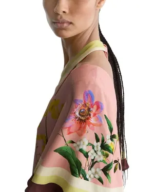 REISS Flossy Floral Print Midi Dress