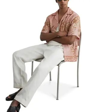 REISS Camino Short Sleeve Pam Print Landscape Shirt - Pink
