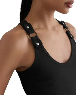 REISS Bella Round Neck Ribbed Vest