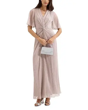 PHASE EIGHT Dorinda Plisse Maxi Dress - Metallic