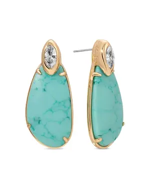 Ettika Majestic Cubic Zirconia & Stone Drop Earrings - Turquoise