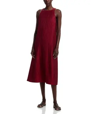Eileen Fisher Linen Blend Midi Dress - Sun Dried Tomato