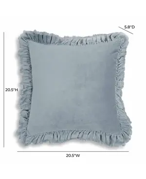 TOV FURNITURE Alessia Velvet Square Throw Pillow - Blue