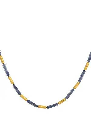 Gurhan 18k & 24k Yellow Blue Sapphire Gale Bead Collar Necklace - Gold