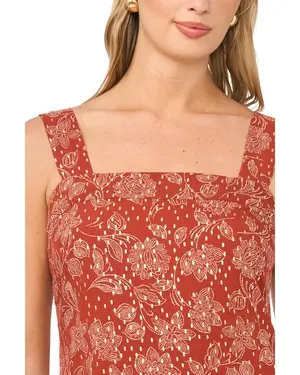 Vince Camuto Square Neck Floral Print Maxi Dress