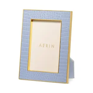 Aerin Classic Croc Leather Frame, 4 X 6 - Hydrangea Blue