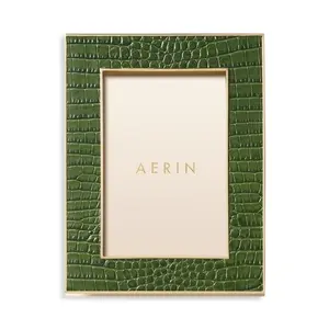 Aerin Classic Croc Leather Frame, 4 X 6 - Verde