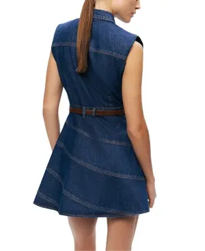 NOCTURNE Sleeveless Denim Mini Dress With Belt