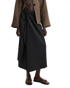 RÓHE Sarong Textured Skirt - Black