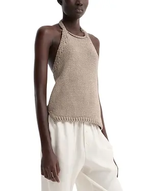RÓHE Chunky Knit Halter Top - Stone
