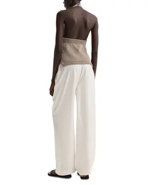RÓHE Chunky Knit Halter Top - Stone