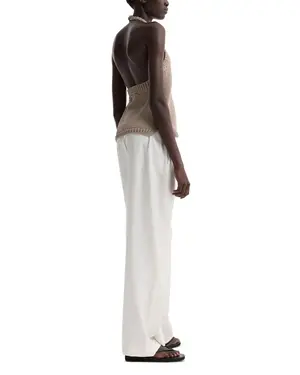 RÓHE Chunky Knit Halter Top - Stone