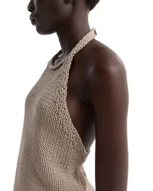 RÓHE Chunky Knit Halter Top - Stone