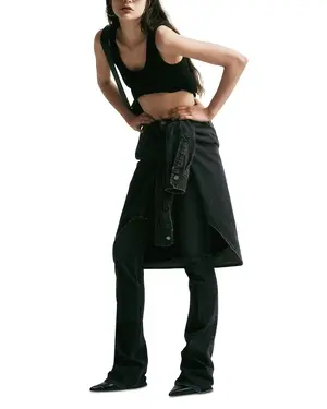 LEMIUNE 01 Flare Leg Jeans In Black Wash Denim