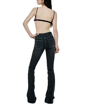 LEMIUNE 01 Flare Leg Jeans In Black Wash Denim
