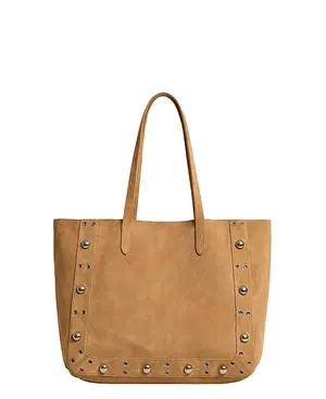 ELLE COLLECTION Suede Grommet Tote Bag - Sand
