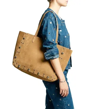ELLE COLLECTION Suede Grommet Tote Bag