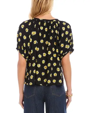 Karen Kane Puff Sleeve Peasant Top With Floral